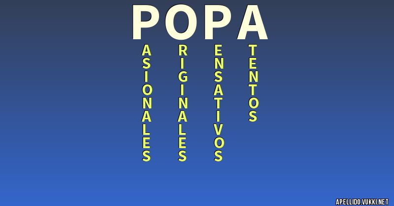 Significado del apellido popa - Significados de los apellidos